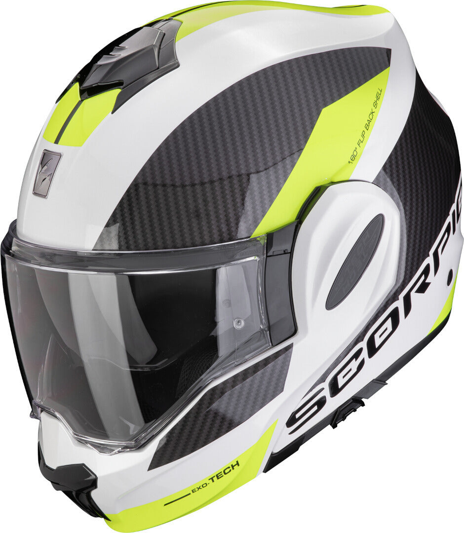 SCORPION Exo Tech Evo Team Casco Modular Ligero Blanco-Amazillo ...