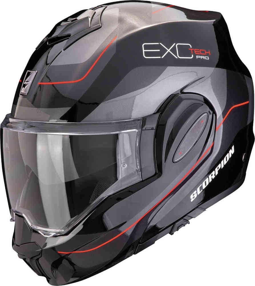 SCORPION Exo-Tech Evo Pro Commuta Casco modular Negro Plata Rojo ...